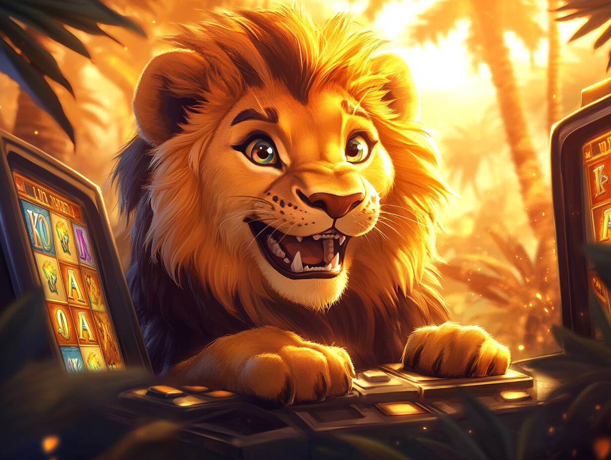 Colorful safari slot machine interface